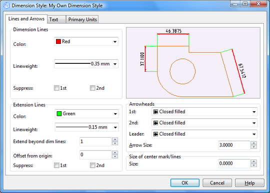 Editor > Drawing Tools > Dimension > Dimension Styles