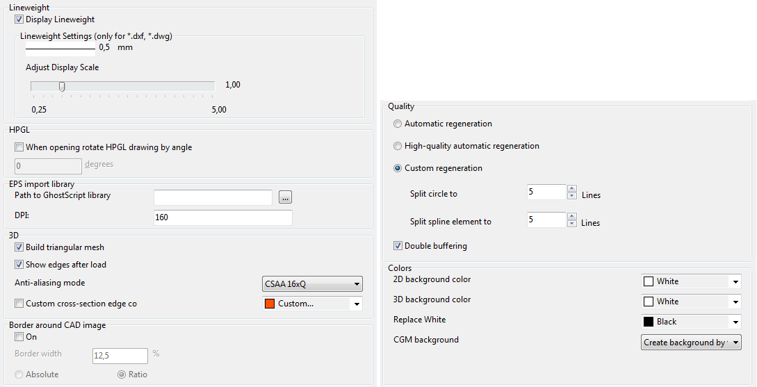 Options > Visualization
